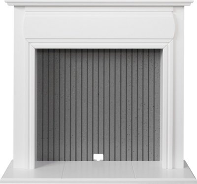 Adam Florence Stove Fireplace in Pure White & Grey, 48 Inch
