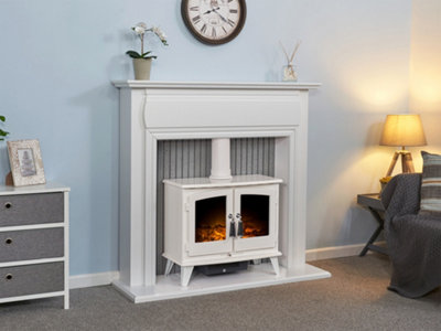 Adam Florence Stove Suite in Pure White with Woodhouse Electric Stove ...