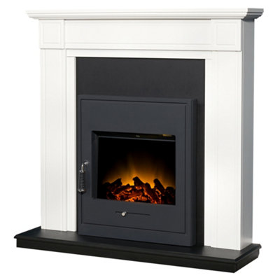 Adam Georgian Fireplace in Pure White & Black with Oslo Electric Inset ...