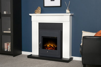 Adam Georgian Fireplace in Pure White & Black with Oslo Electric Inset ...