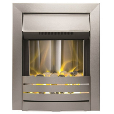 Adam Helios Steel Brushed Inset Electric Fire Heater Heating Real Flame ...
