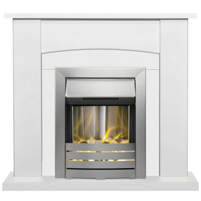 Adam Holden Fireplace in Pure White & Grey/White with Helios Electric ...
