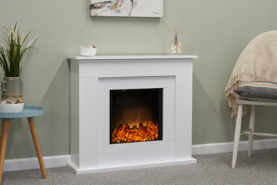 Adam Idaho Electric Fireplace Suite in White, 32 Inch | DIY at B&Q