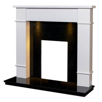 Adam Linton Surround in Pure White & Black Granite Stone with ...
