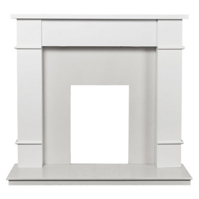 Adam Linton Surround in Pure White & White Marble with Downlights, 48 Inch