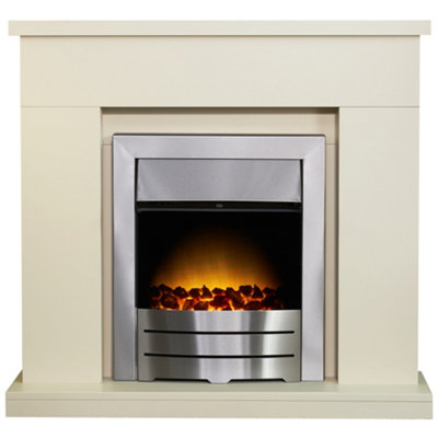 Adam Lomond Fireplace in Stone Effect & Colorado Brushed Steel Electric ...