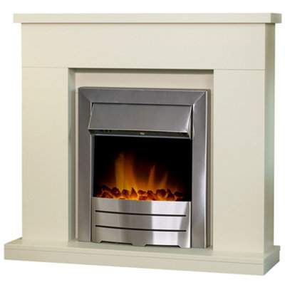 Adam Lomond Fireplace in Stone Effect & Colorado Brushed Steel Electric ...