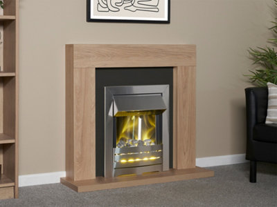 Adam Malmo Fireplace in Oak & Black with Helios Electric Fire in ...