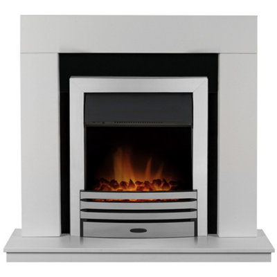 Adam Malmo Fireplace in White & Black/White with Eclipse Electric Fire ...