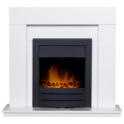 Adam Malmo Fireplace in White with Colorado Electric Fire in Black, 39 Inch