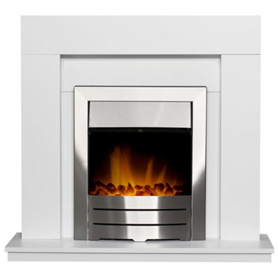 Adam Malmo Fireplace in White with Colorado Electric Fire in Brushed ...