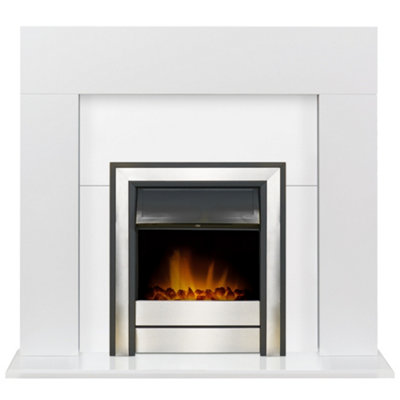 Adam Miami Fireplace in Pure White with Argo Electric Fire in Brushed ...