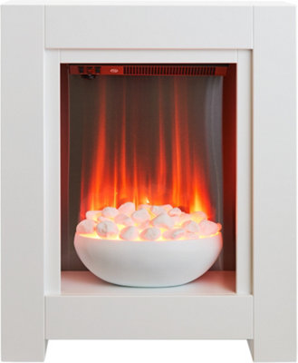 Adam Monet Fireplace Suite in Pure White with Electric Fire, 23 Inch