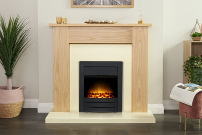 Adam New England Fireplace in Oak & Cream with Colorado Electric Fire ...