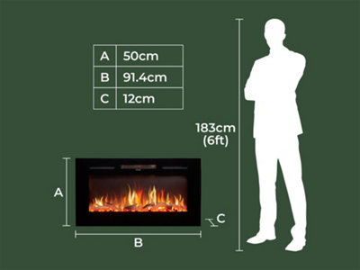 Adam Orlando Inset / Wall Mounted Electric Fire, 36 Inch