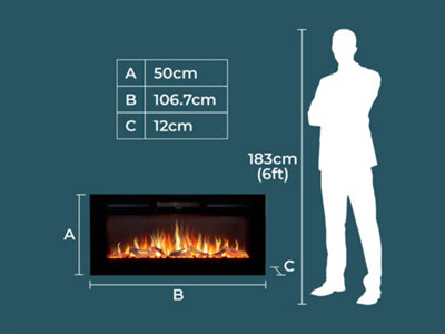 Adam Orlando Inset / Wall Mounted Electric Fire, 42 Inch