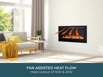 Adam Orlando Inset / Wall Mounted Electric Fire, 42 Inch