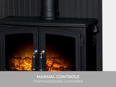 Adam Oxford Stove Fireplace in Pure White with Woodhouse Electric Stove ...