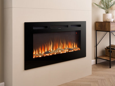 Adam Pre-Built Media Wall 1 with Orlando Inset Wall Electric Fire