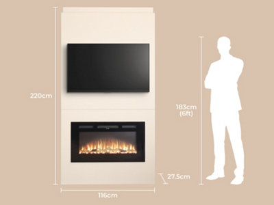 Adam Pre-Built Media Wall 1 with Orlando Inset Wall Electric Fire