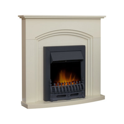 Adam Truro Fireplace in Cream with Blenheim Electric Fire in Black, 41 Inch