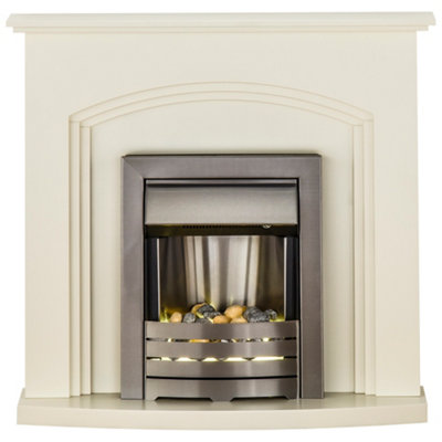 Adam Truro Fireplace in Cream with Helios Electric Fire in Brushed ...