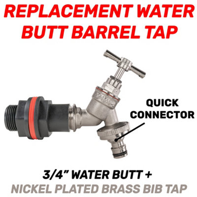 Adaptor+tap for water butts and rain barrels,requires a 26mm hole ...