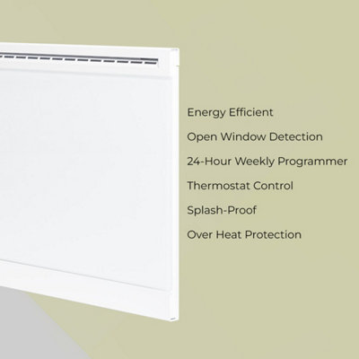 Adax Iver WiFI Glass Electric Panel Heater, Wall Mounted, 800W, White