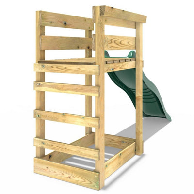Add-on Wooden Platform with 6FT Slide for Rebo Wooden Garden Swing Sets