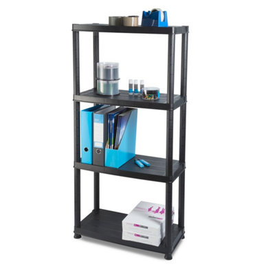 ADDIS 4 Shelf Plastic Storage Unit - Black 516571B&Q
