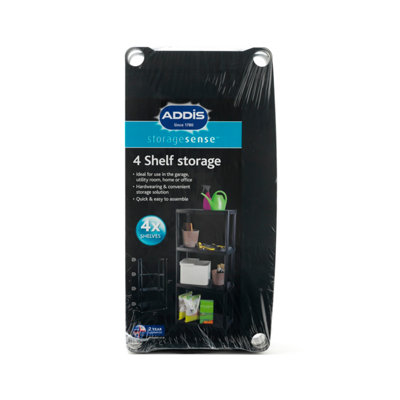 ADDIS 4 Shelf Plastic Storage Unit - Black 516571B&Q