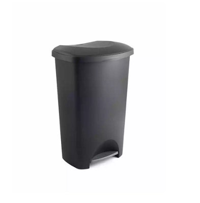ADDIS 50L BLACK FOOT PEDAL BIN DUSTBIN PLASTIC RUBBISH PAPER WASTE ...