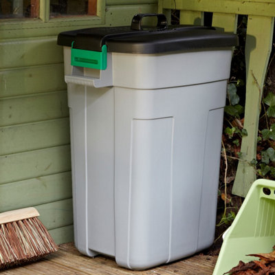 Addis 90L Outdoor Rectangular Dustbin with Lockable Lid - 510757B&Q