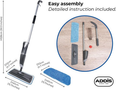 Addis Spray Mop Microfibre Floor Cleaning Mop Home Kitchen Bathroom ...