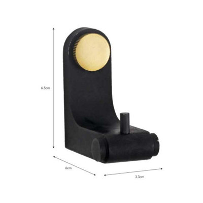 Adelphi Matt Black & Brass Bathroom Door Dressing Gown Robe Towel Hook ...