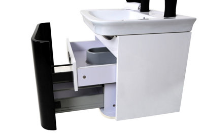ADELPHI WHITE AND BLACK BATHROOM SINK WITH STORAGE