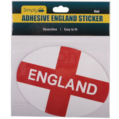 ADHESIVE ST GEORGE ENGLAND FLAG OVAL CAR STICKER BUMPER EUROPEAN TRAVEL ...