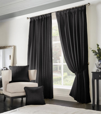Adiso Pencil Pleat Taped Top Curtains Black