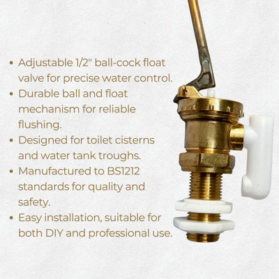 Adjustable 1/2" Part 2 Ball Float Valve with Ball for Toilet Cisterns ...