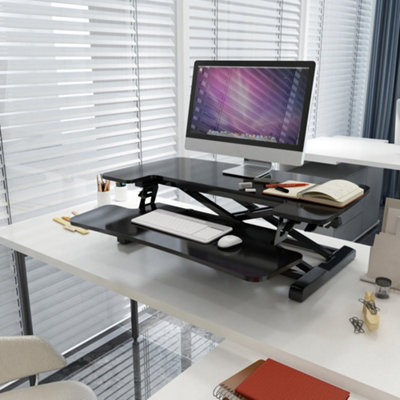 Adjustable 71cm Sit and Stand Desk Riser - Ergonomic Monitor Stand for ...