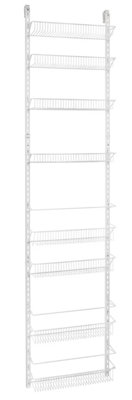 Adjustable 8 Tier Wall Rack White Metal Over The Door Storage Baskets ...