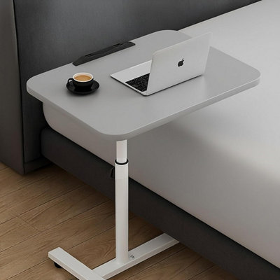 Adjustable Bedside Table with Wheels, Smooth Rolling Overbed Tray for ...