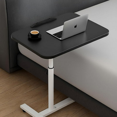 Adjustable Bedside Table with Wheels, Smooth Rolling Overbed Tray for ...