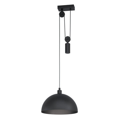 Adjustable Black Rise & Fall Ceiling Pendant Light with E27 Bulb Holder