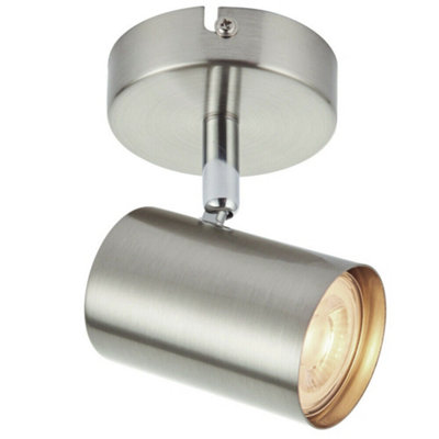 Adjustable Ceiling / Wall Spotlight Satin Chrome Round GU10 Kitchen ...