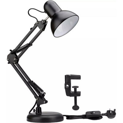 Adjustable Clamp Study Lamp-Swing Arm Desk Light E27 Base (Bulb Not ...