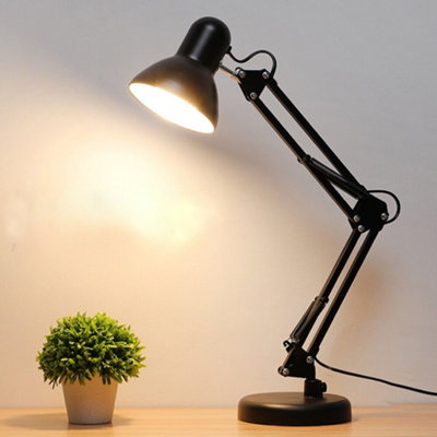 Adjustable Clamp Study Lamp-Swing Arm Desk Light E27 Base (Bulb Not ...