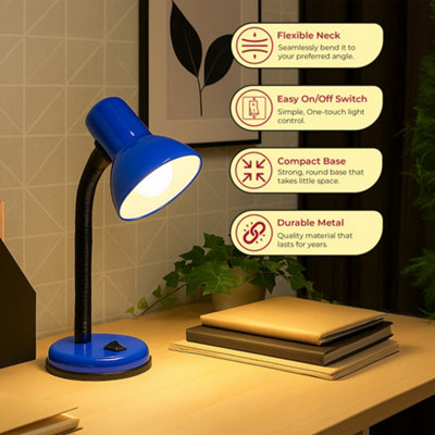 Adjustable Desk Lamp With Flexible Arm Blue