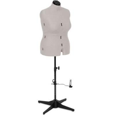ADJUSTABLE DRESSMAKERS DUMMY, 8 PART, PLAIN GREY, SIZE LARGE - UK 18-24
