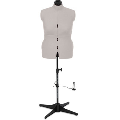 ADJUSTABLE DRESSMAKERS DUMMY, 8 PART, PLAIN GREY, SIZE LARGE - UK 18-24